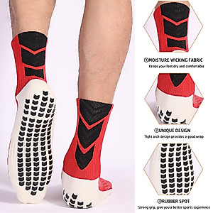 QCWQMYL 3 Pairs Grip Socks Soccer Mens Athletic Training Socks Non Slip Soccer Socks Yoga Sports Socks for Football Basketball Pilates Ballet