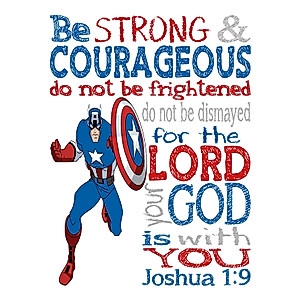 Superhero Christian Nursery Set of 4 Unframed Prints - Captain America, Hulk, Ironman and Spiderman with Bible Verses