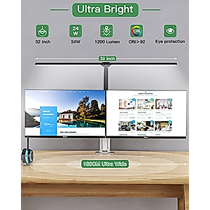 Dexnump 24W Desk Lamps for Home Office, 1200 Lumens Double Head Architect Desk Lamp with Clamp, Eye-Caring Computer Monitor Light (32 inch)
