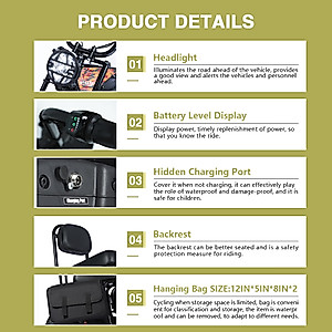 Oryxearth Electric Mini Dirt Bike 1000W 36V Battery Motor 15.5MPH/22 MPH 2 Speeds Electric Motorcycle for Kids Over 13 with 2 Hanging Bags, Up to 18LBS