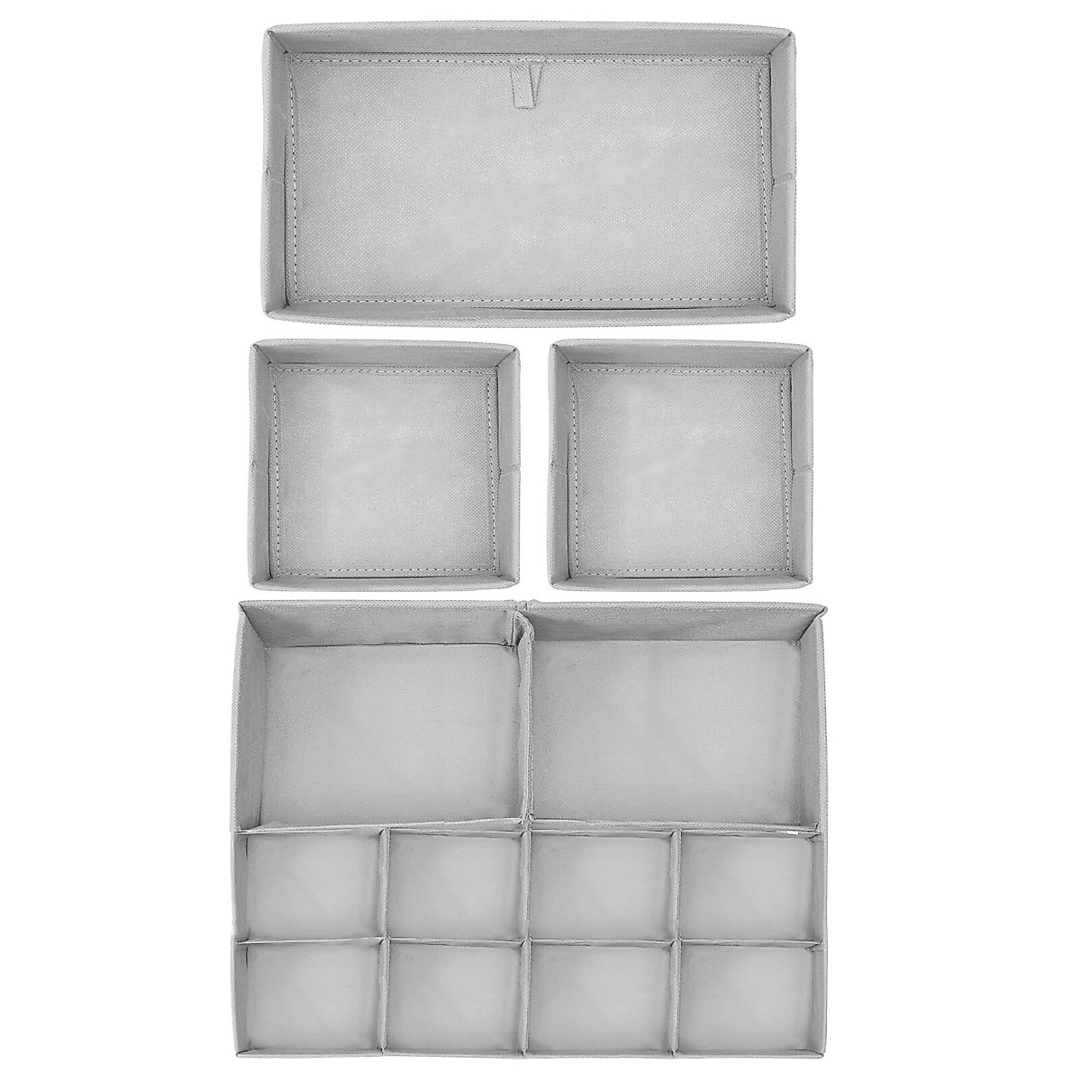 mDesign Fabric 4-Piece Drawer Organizer Bins, Kids/Baby Nursery Dresser, Closet, Shelf, Playroom Organization, Hold Clothes, Toys, Diapers, Bibs, Blankets, Gray/Cream Chevron