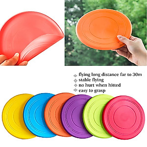 SUHEEUS Kids Flying Disc Toy Outdoor Playing Lawn Game Disk Flyer for Kindergarten Teaching Soft Silicone Colorful 6 Pack Bulk Set…