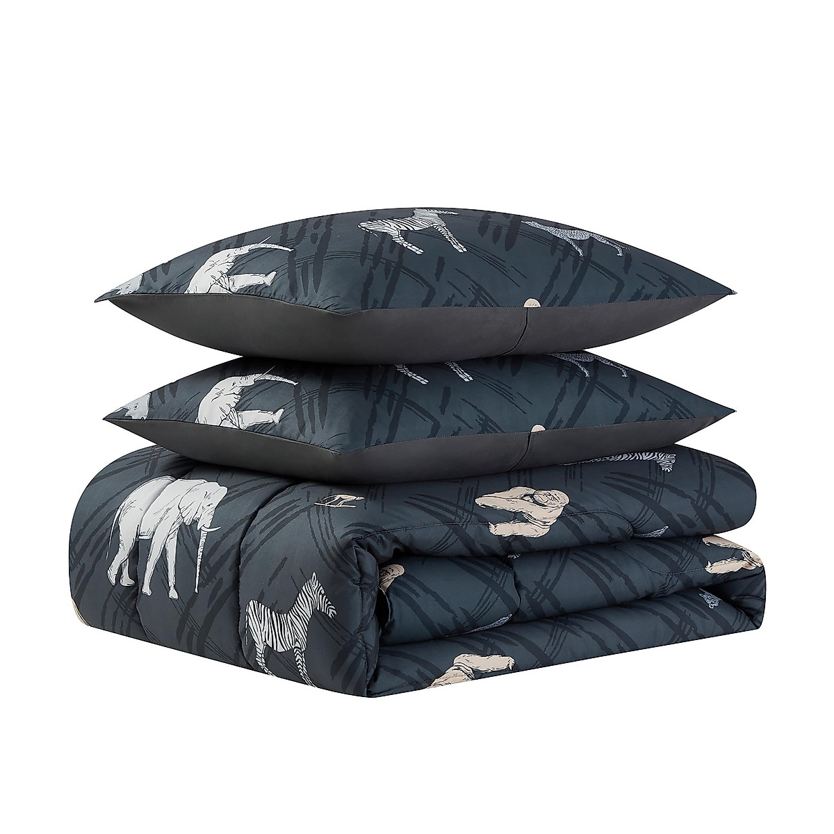 Kids Bedding Set Bed in a Bag for Boys and Girls Toddlers Printed Sheet Set and Comforter, Twin, Safari