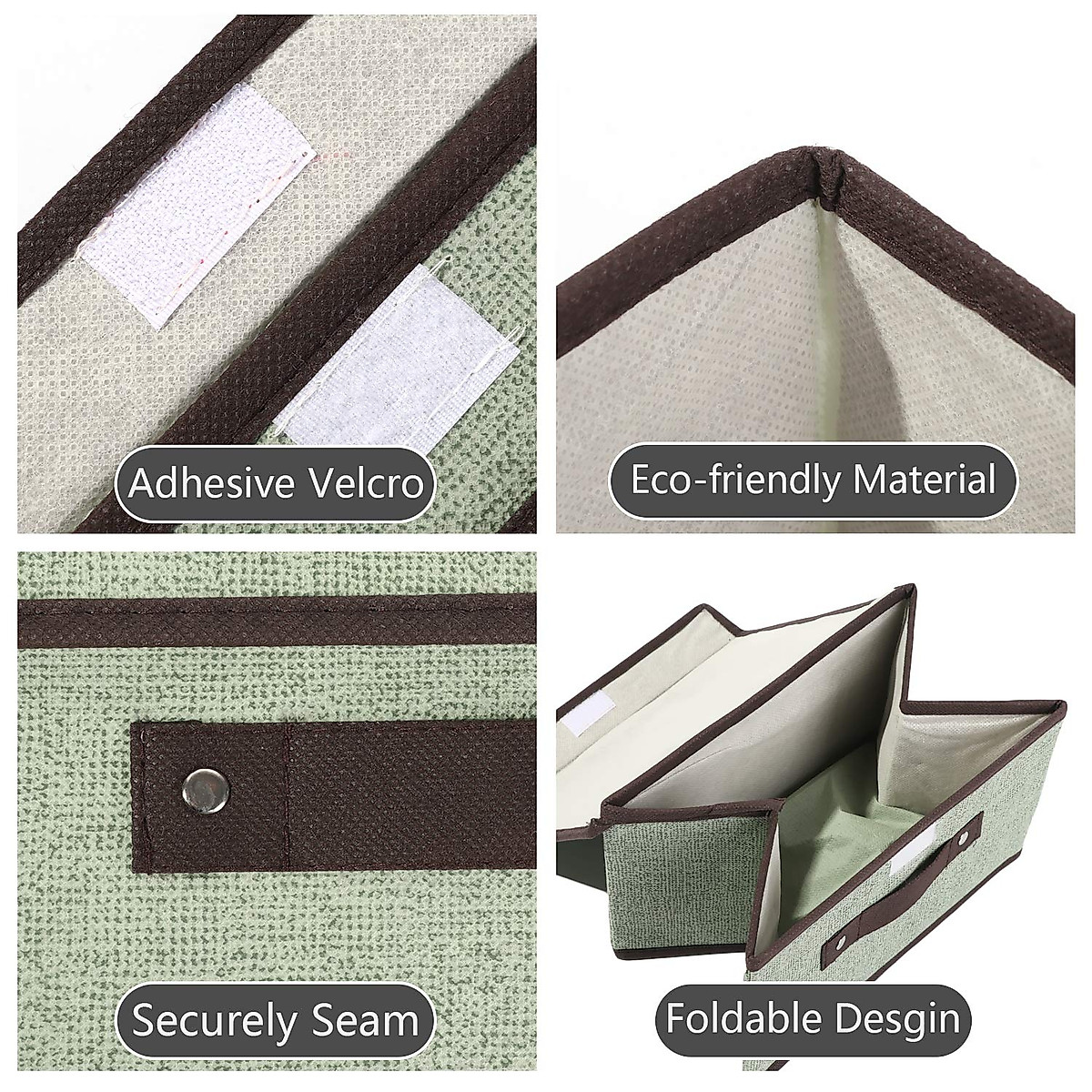 maxgoods Foldable Storage Bins with Lids and Handles, 4 Packs Cube Clothes Storage Bags Organizer Boxes for Closet Shelves Home Foldable Cloth Storage (Light Green, Small)