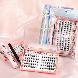 Anime Lashes Individual Manga Eyelashes Natural Look Lashes Wispy Clear Band Strip Eyelashes Spiky Korean Style Lashes Pack by Goddvenus (8 Pairs 4 Styles)