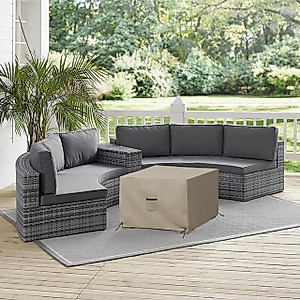 Covers & All Outdoor Ottoman Cover, 12 Oz Waterproof Ottoman Slipcover with UV-Resistant Properties, Square Patio Furniture Cover Suitable for Indoors/Outdoors (23" L x 23" W x 18" H, Beige)