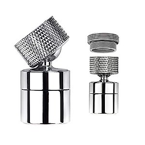 COOLWEST 2-Flow Stainless Kitchen Sink Aerator,360-Degree Swivel Faucet Aerator Dual Sprayer, with Gasket Faucet Replacement Part - 55/64 Inch-27UNS Female Thread