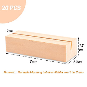 WXJ13 20PCS Wood Place Card Holders Wood Table Number Stands Wood Name Card Holders for Tables Table Sign Stand Picture Holder Acrylic Sign Holders for Wedding Dinner Home Party Events Decoration