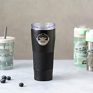 Zak Designs Star Wars The Mandalorian Vacuum Insulated Stainless Steel Lynden Wrap Tumbler (Baby Yoda/The Child, 28 oz, BPA-Free)