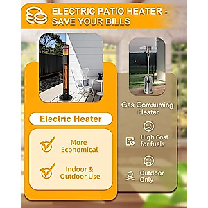 Star Patio Outdoor Freestanding Electric Patio Heater with LED Flame Light, Column Outdoor Heater Suitable as a Balcony Heater, Christmas Party Heater, Perfect for Outdoor Decoration, 1588-RDMF