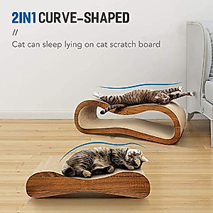 FluffyDream 2 in 1 Cat Scratcher Cardboard Lounge Bed, Cat Scratching Post, Durable Board Pads Prevents Furniture Damage,Large