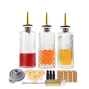 Syrup Dispenser Bottles Set 3 Packs 5 OZ Simple Small Syrup Bottles Set with Upgrade Metal Pour Spout SC057 (3 Pack)