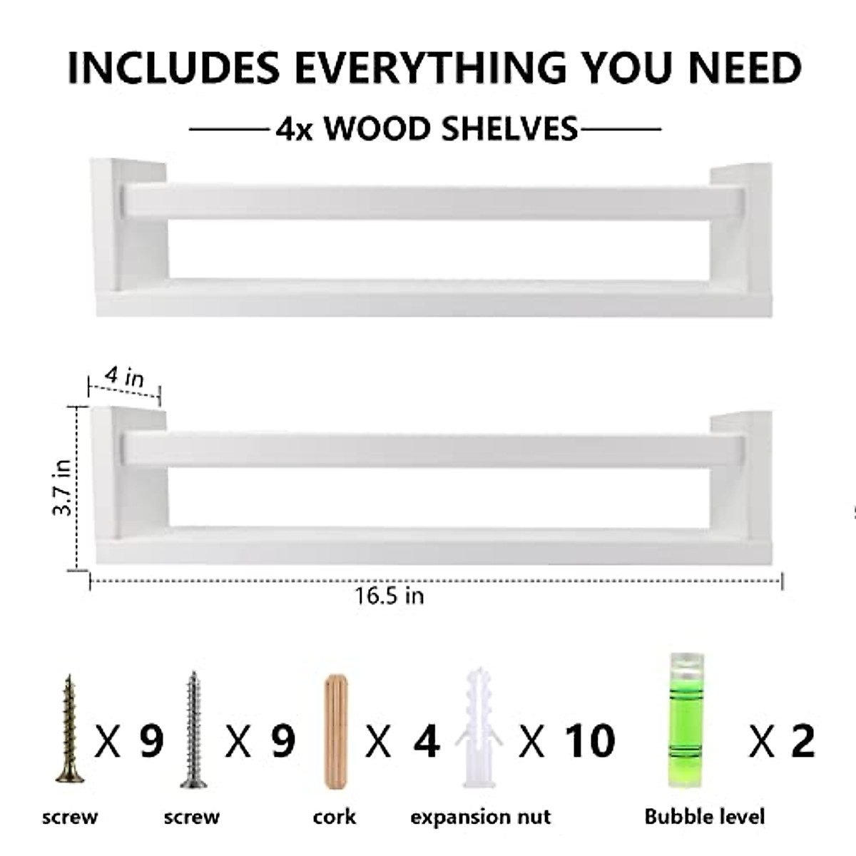 ZLchair BOMID Nursery Shelves,Wall Bookshelves for Kids,Wood Floating Book Shelves Set of 2,Nursery Book Shelves for Wall?White?