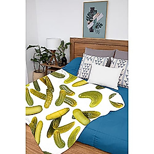 Dill Pickle Blanket and Throw Cucumber Funny Food Blanket for Women Men Kids Adults Cozy Flannel Bed Blanket Home Couch Dorm Sofa Teen Size 50"x60"