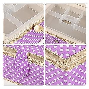 Sewing Storage Organizer with Lid Double-Layer Sewing Box Organizer Accessories Storage Bag Sewing Gifts for Kit, Scissors, Thread, Pins, Needles, Clips Purple