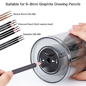 AFMAT Rechargeable Long Point Pencil Sharpener for Artist, 3 Point Options, Auto Stop, 8-25mm Super Long Tip, Electric Artist Pencil Sharpener for φ6-8.5mm Charcoal/Drawing/Sketching/Colored Pencils