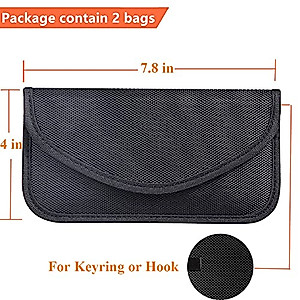 Faraday Bag(2 Pack),RFID Signal Blocking Bag Shielding Pouch Wallet Case for Cell Phone Privacy Protection and Car Key FOB, Anti-Tracking Anti-Spying（Black）
