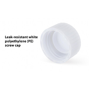 Globe Scientific 6101S Polypropylene Molded Graduations Conical Bottom Self Standing Transport Tubes with Attached White Polyethylene Screw Cap, Sterile, 5ml Capacity, Pack of 500