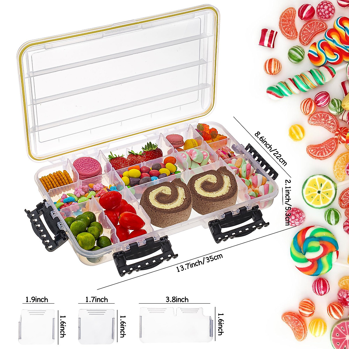 XUZC Snackle Box- Waterproof Tackle Box Container Keeps Snacks Fresh and Dry Charcuterie Safe - Fill With Cured Meats, Cheese, Nuts -Perfect For The Boat, Beach, Picnics, Parties, Picnics, Camping
