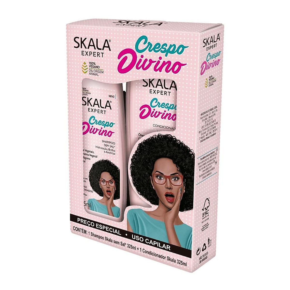Skala Expert Crespo Divino Shampoo & Conditioner - Infused with Pure 100% Natural ingredients Vegan Formula | Experience Healthier, Fuller & Thicker Looking Hair - Imported from Brazil