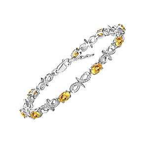 Rylos Bracelets for Women 925 Sterling Silver Infinity Tennis Bracelet Gemstone & Diamonds Adjustable to Fit 7"-8" Wrist, 9 Gorgeous 6X4MM Citrine Jewelry for Women Friendship Bracelets