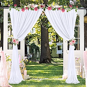 10x10ft White Backdrop Curtains for Parties Wedding Wrinkle Free Sheer Tulle Backdrop Curtain Drapes