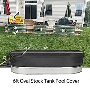 YardJoyliz Waterproof 6ft Oval Stock Tank Pool Cover