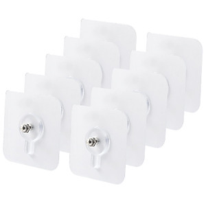 Coufce 10 pcs Adhesive Wall Screws Wall Poster Non-Trace Stick Wall Hook Transparent Nail-Free Wall Sticker Heavy Duty, Waterproof, Rustproof, Oilproof