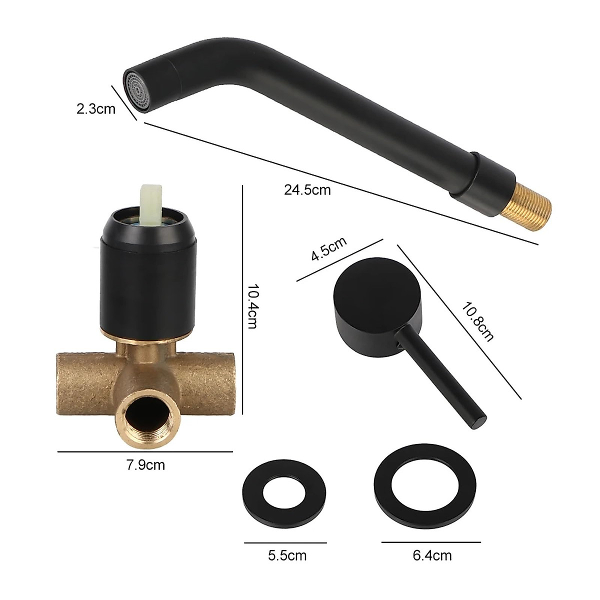 InEarz Kitchen Tap Brass Faucet Matte Black Bathroom Sink Faucet Tap, Water Swivel Spout Wall Mounted Bath Mixer Hot Cold Wash Basin Hot Cold Water, Vessel Basin Faucet, lz322