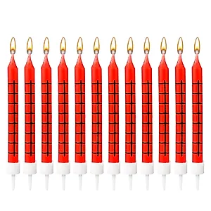 12PCS Spiderman Candles, Spiderman Cake Topper Halloween Decorations Black and Red Spider Web Themed Birthday Candles Party Favors Supplies for Boys Girls