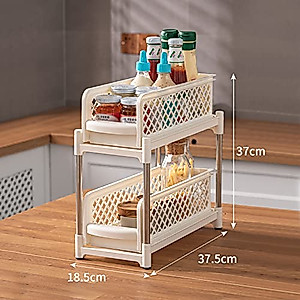 LIFOND Under Sink Storage Under Sink Organizer Storage, 2 Tier Sliding Cabinet Basket Pull Out Organizer Drawer, Kitchen Organization Cabinet Storage Rack, for Bathroom Countertop White, White