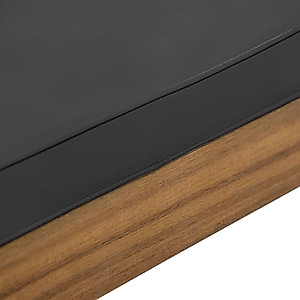 Greemotion Velden Certified Acacia Natural Finish Wood Sofa Narrow Daybed Small Loveseat Patio Sofa Bed Patio Lounge Bed Wood Couch, Outdoor Convertible Daybed Porch Loveseat with Gray Cushion