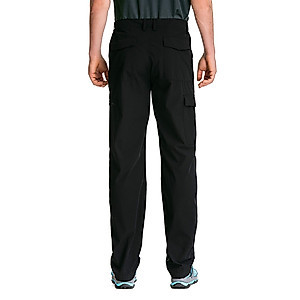 clothin Men's Elastic-Waist Travel Pant Stretchy Lightweight Pant Multi-Pockets Quick Dry Breathable(Black M-32)