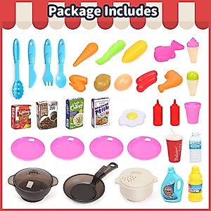 CUTE STONE Play Kitchen, Kids Kitchen Playset with Real Sounds & Lights, Pretend Play Food Toys, Play Sink, Cooking Stove with Steam, Toddler Kitchen Toy Gift for Boys and Girlis (Blue)