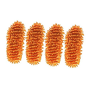 Cleaning Mop 4 Pcs Floor Cleaner Mop Cleaning Mops Floor Mops Slippers Lazy Mop Slippers Floor Cleaning Slipper Lay Shoe Cover Orange Washable The Lazy Dust Mop Slipper Mop Cap