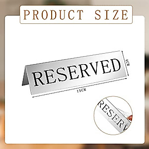 Metal Reserved Table Signs Reserved Sign Reserved Desk Signs Double Sided Table Stand Tents Sign Reserved Seating Signs for Wedding Restaurant Parties Ceremony, 5.91 x 3.15 Inch (Silver, 24 Pcs)