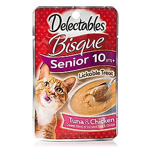 "Hartz Delectables Senior Bisque Lickable Cat Treats - Tuna/Chicken 4 Pouches"