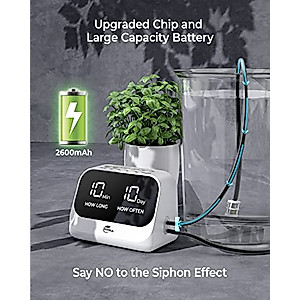 Automatic Watering System for Potted Plants, Plant Waterer, DIY Drip Irrigation Kit with Smart Timer, Waterproof LED Display & Large Capacity Battery, Precise Distribution of Water, White