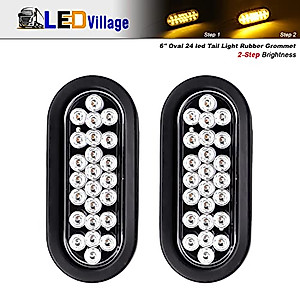 LEDVILLAGE 6 Inch Oval Clear Lens Amber Trailer Marker Lights 24 LED Turn Parking Signal Lamp SMD Plug & Rubber 3-Wire for Trailer Truck RV Pickup Van 12v DC (2 Pcs)