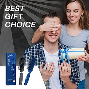 RHOS Hair Brush for Men - Detangler Hair Brush for Styling/Massage - Nylon Bristles for Wet & Dry Hair, Bangs, Thin, Short Hair - Gray