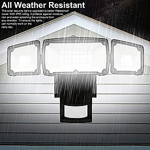 AmeriTop Solar Lights Outdoor, Super Bright 1600LM LED 6000K Solar Motion Sensor Lights with Wide Angle Illumination; 3 Adjustable Heads, IP65 Waterproof Outdoor Security Lighting (Black)