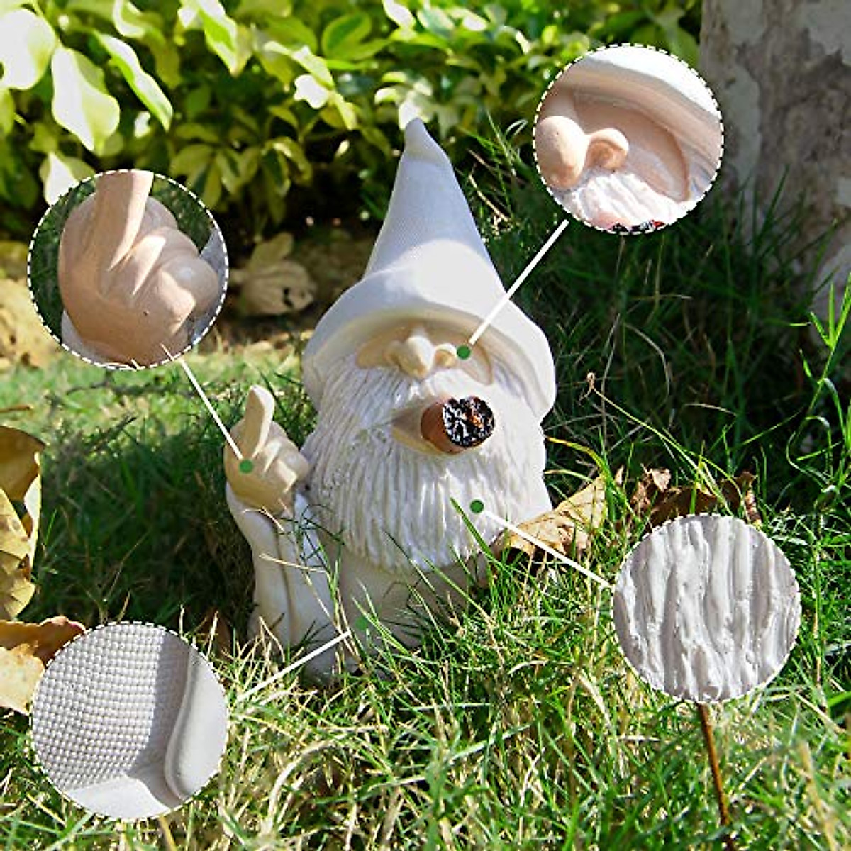 Funny Naughty Gnomes ,Christmas Decorations,Middle Finger Smoking Wizard Gnome Paint Your Own 6.29 in Garden Lawn Gnome Yard Gnomes Figurine for Garden Decorations