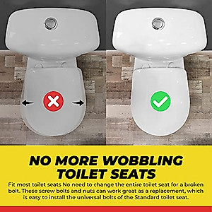 Universal White Plastic Toilet Seat Hinge Bolt Screw For Top Mount Toilet Seat Hinges, 2 Pack