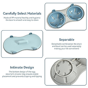 Microwave Egg Poacher, 2 Cavity Edible Silicone Drain Egg Boiler Set Double Egg Cups for Boiled Eggs Egg Maker Poached Egg Cooker Steamer Kitchen Cooking Gadget Tools(blue)