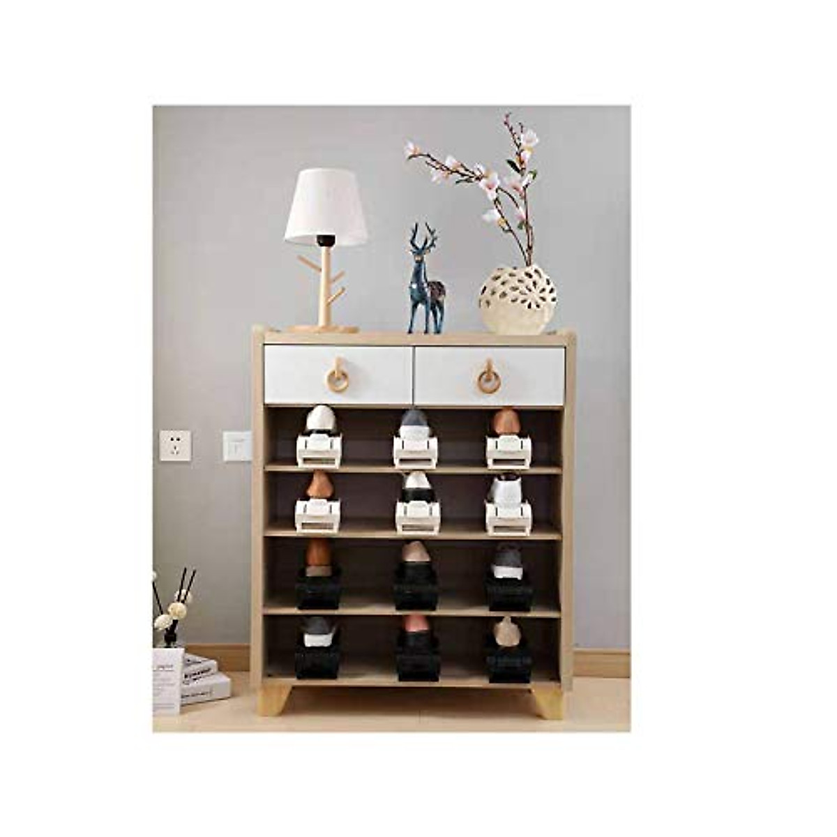 Yagizaai Bayou Shoe Slots, 8 PCS Shoes Slots Organizer, 4-Level Adjustable Shoe Stacker, Upgraded Shoe Space Saver, 50% Space-Saving Shoe Holders(Black)