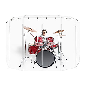 PENNZONI Drum Shield 6ft w/Living Hinges & Deflectors, Comes w/ 6 Drum Panels, Living Hinges & Deflectors, Premium Clear Acrylic Panels