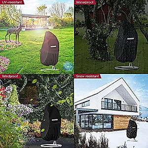 ODSPTER Patio Hanging Egg Chair Cover 420d Durable Lightweight Waterproof Egg Swing Chair Cover with Drawstring Garden Furniture Protector