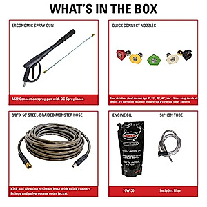 SIMPSON Cleaning PS60869 PowerShot 4000 PSI Gas Pressure Washer, 3.5 GPM AAA Triplex Pump, Honda GX270 Engine, Includes Spray Gun, Wand, 5 QC Nozzle Tips, 3/8-inch x 50-Foot Monster Hose, 49-State