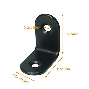 Alamic Corner Brace 25 x 25mm Stainless Steel Black Brace Corner Steel Joint Right Angle Bracket Fastener with Screws - 12 Pcs
