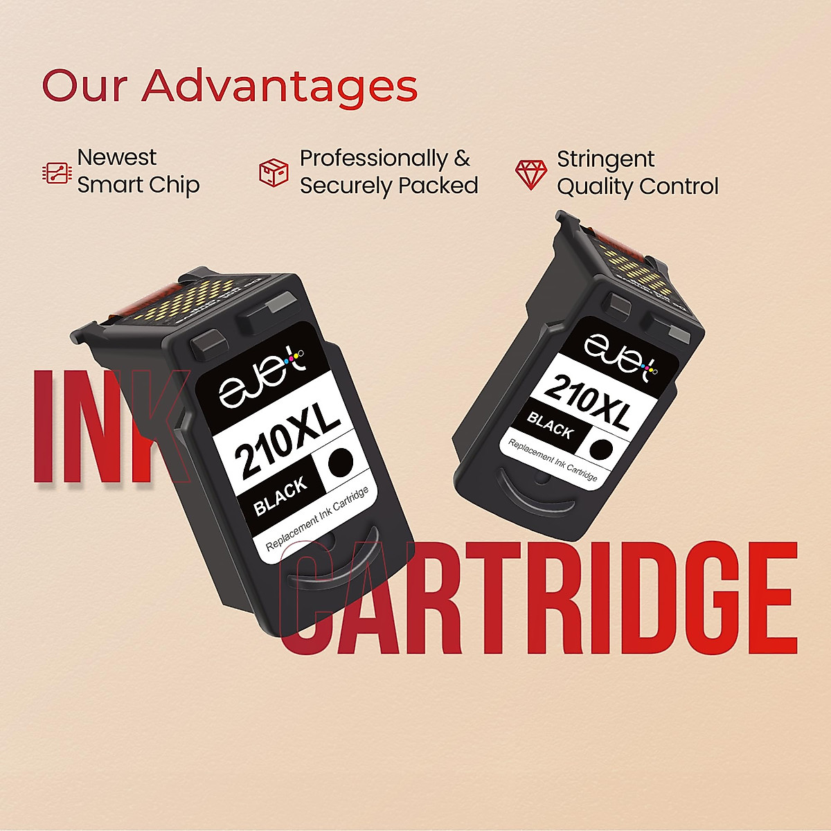 ejet Remanufactured 240XL Black Ink Cartridge Replacement for Canon PG-240XL Black Ink Cartridge for Pixma MG3620 MG2120 MG3520 TS5120 MX452 MX512 MX532 MX472 MG3120 MG4120 MX432 Printer (2 Black)